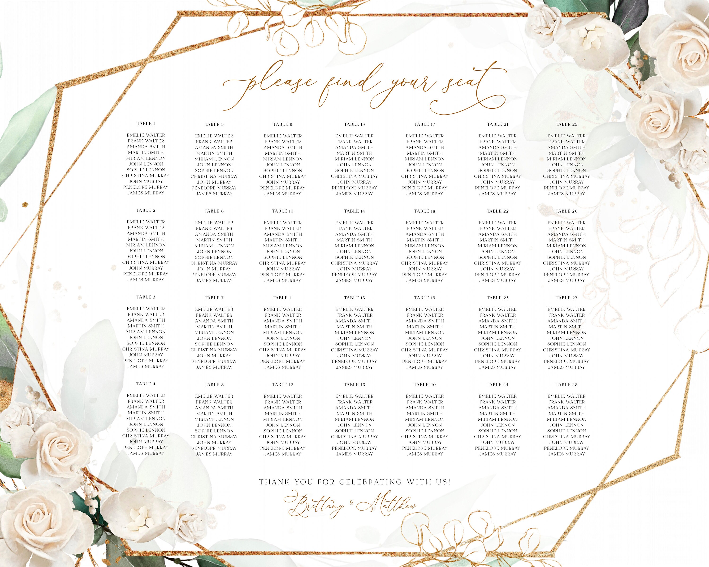 MARCI Geometric Wedding Seating Chart Seating Chart | Etsy