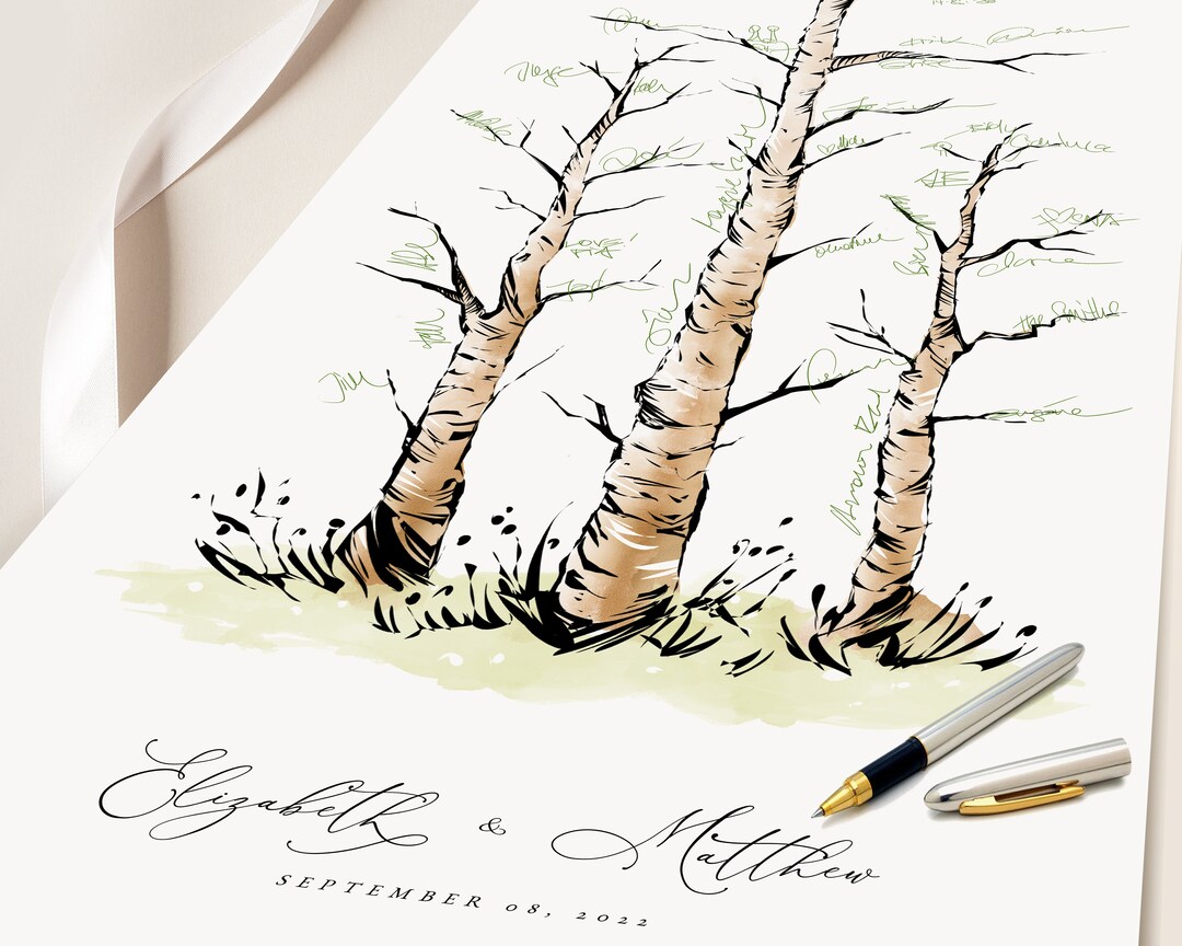 Birch Tree Wedding Guest Book Alternative: Signature Tree (printable ...