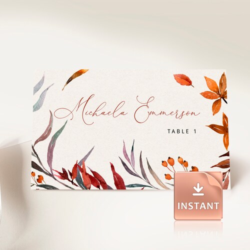 SIENNA Fall Table Name Cards Name Signs Autumn Wedding - Etsy