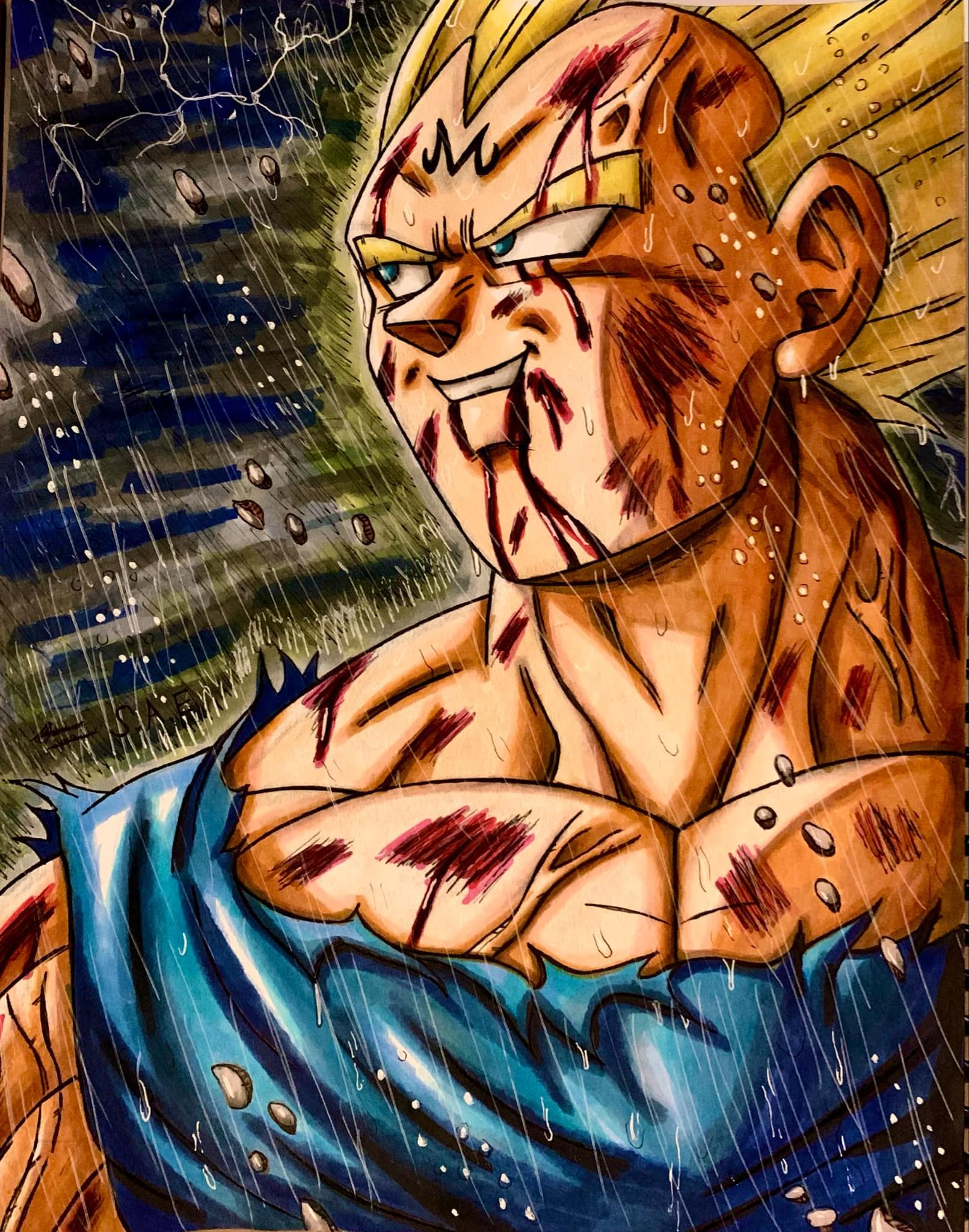 Vegeta in the Rain - Etsy