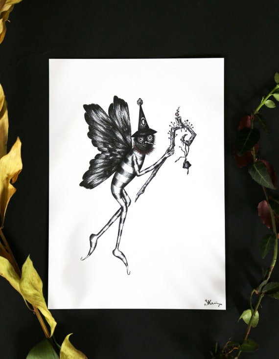 Night Guardian Print Cryptid Art Cryptid Poster Weird Art | Etsy