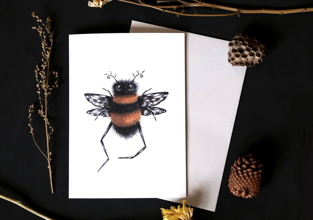 Bee Card, Bumble Bee, Insect Card, Unique Card, Nature Card, Bee Gifts ...