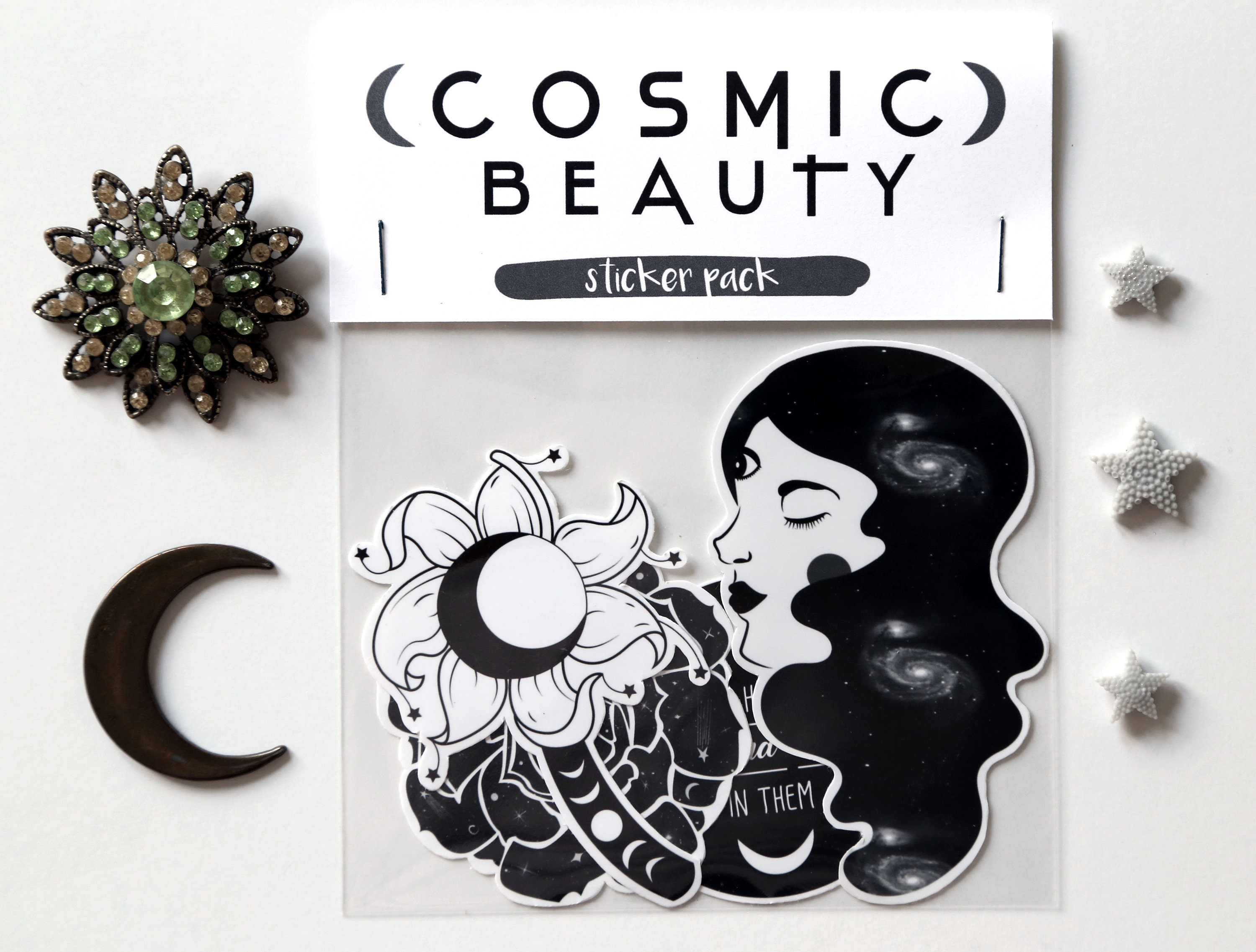 Cosmic Sticker Pack Moon and Stars Stickers Astrology | Etsy