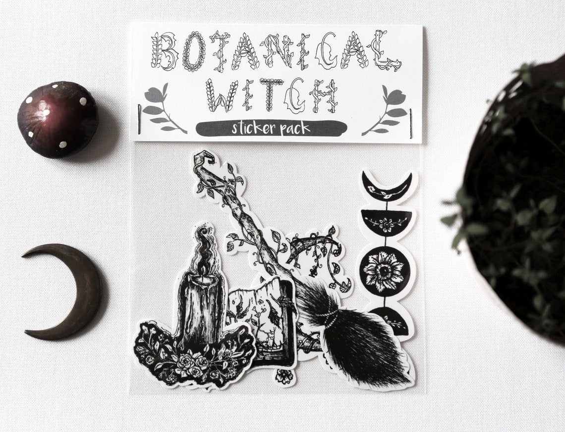 Botanical Witch Stickers Witchy Sticker Pack Gothic Spooky - Etsy