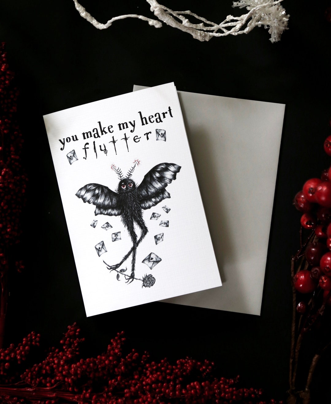 Mothman Love Card, Unique Anniversary Card, Cryptid Card, Love Card ...