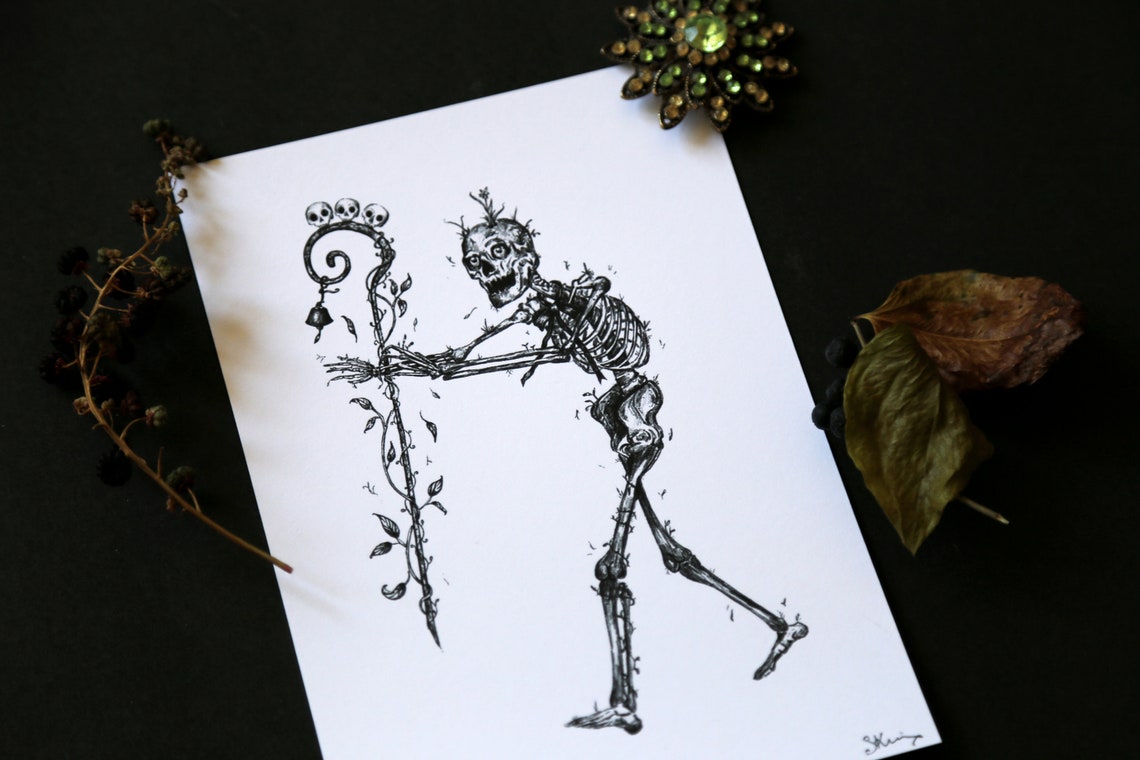 Botanical Skeleton Print, Cool Skeleton Art, Funny Wall Art, Quirky ...