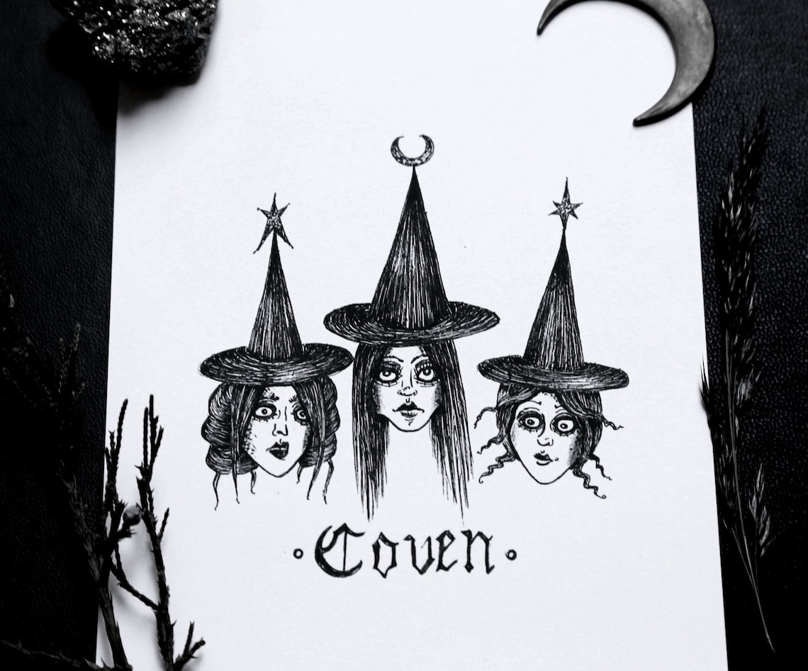 Coven Art Print - Spooky Wall Decor - Witchy Art - Gothic Style Art ...