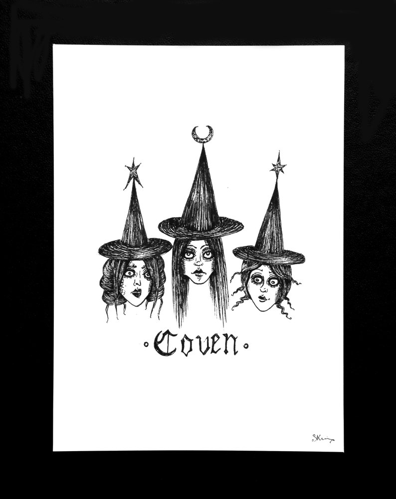 Coven Art Print - Spooky Wall Decor - Witchy Art - Gothic Style Art ...