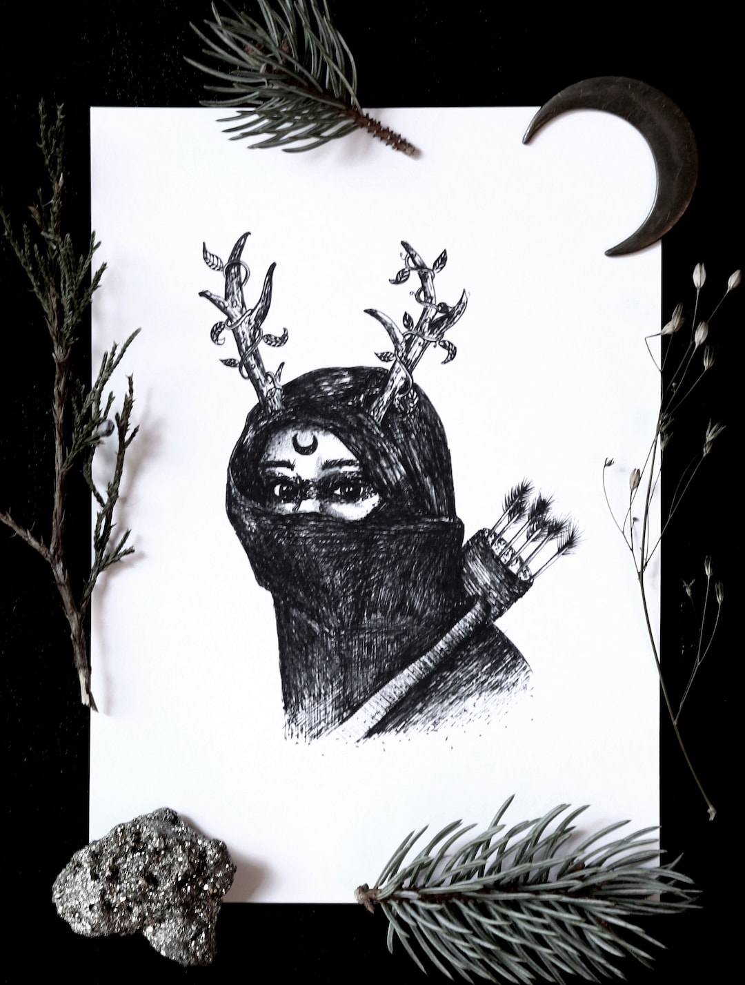 Huntress Art Print – Gothic Warrior, Woodland Decor - Etsy