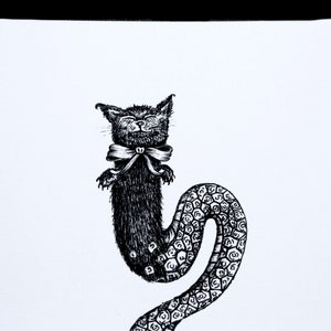 Cat Lizard Art Print - Cute Black Cat Art - Cat Lover Gift - Quirky Cat ...