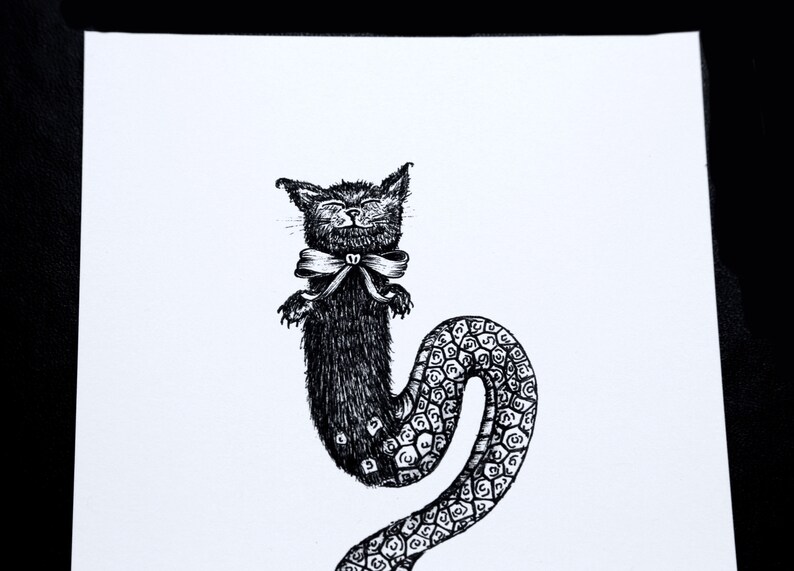 Cat Lizard Art Print Cute Black Cat Art Cat Lover Gift - Etsy