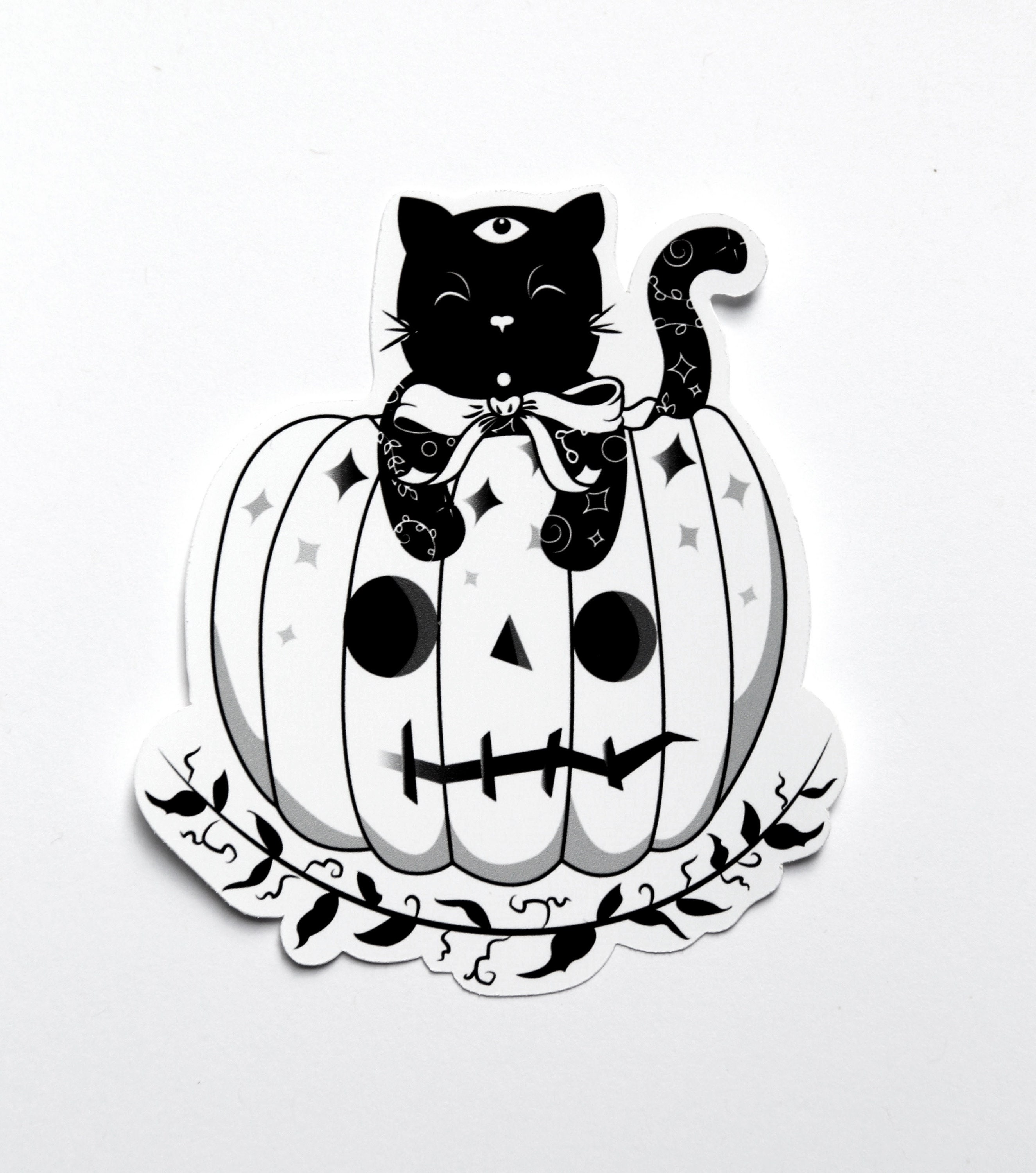 Hallow-kitty Sticker Halloween Spooky Sticker Cute Animal - Etsy