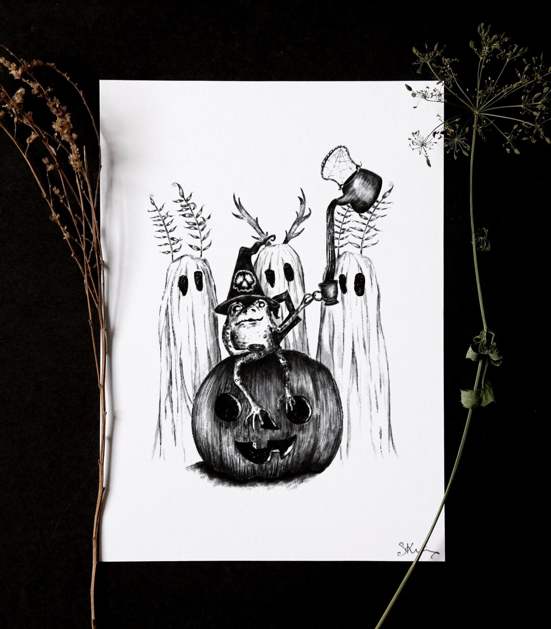 Haunted Tea Print, Halloween Art, Halloween Decor, Ghost Art, Spooky ...