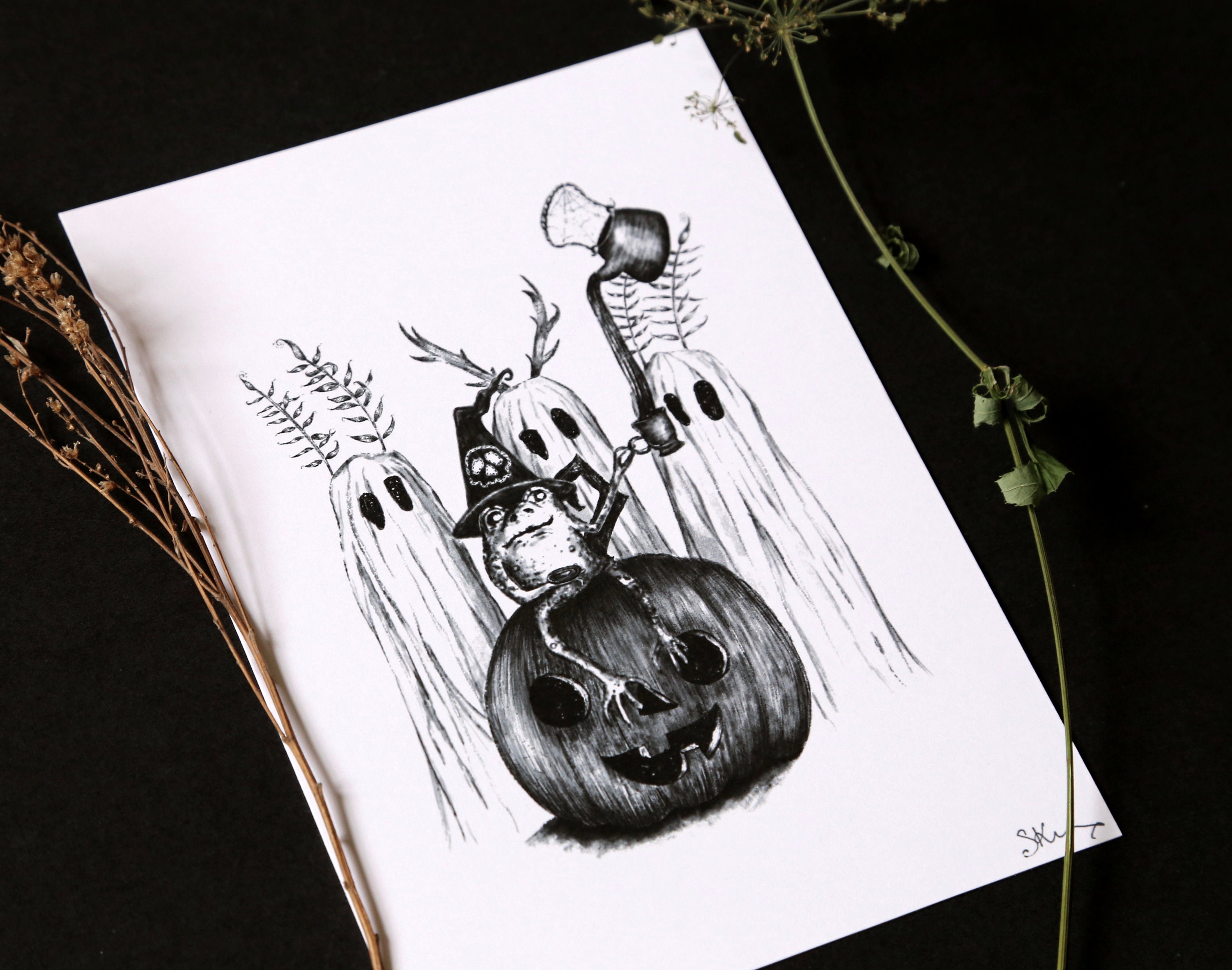 Haunted Tea Print, Halloween Art, Halloween Decor, Ghost Art, Spooky ...