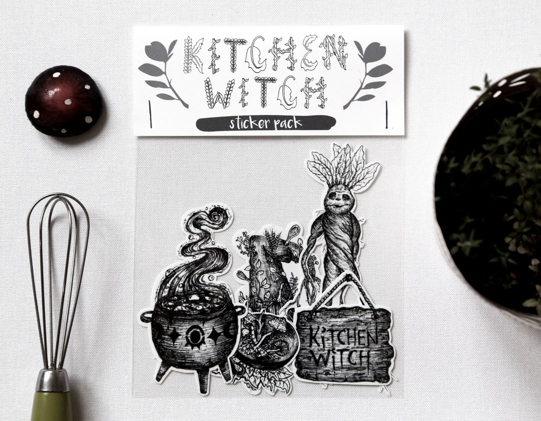 Kitchen Witch Stickers, Witchy Sticker Pack, Gothic Spooky Stickers ...