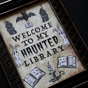 Haunted Library Print, Welcome to My Haunted Library, Spooky Home Decor ...