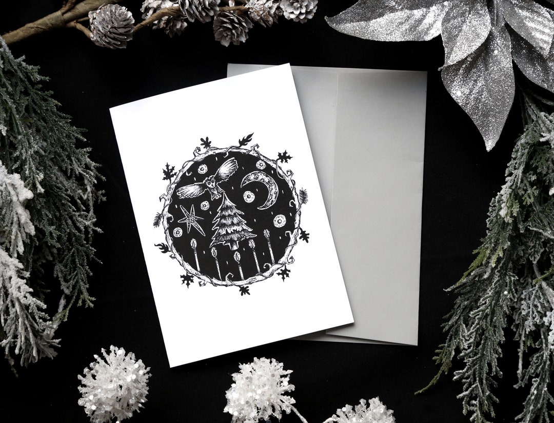 Winter Solstice Card, Winter Greeting Card, Owl Lover Gift, Yule Card ...