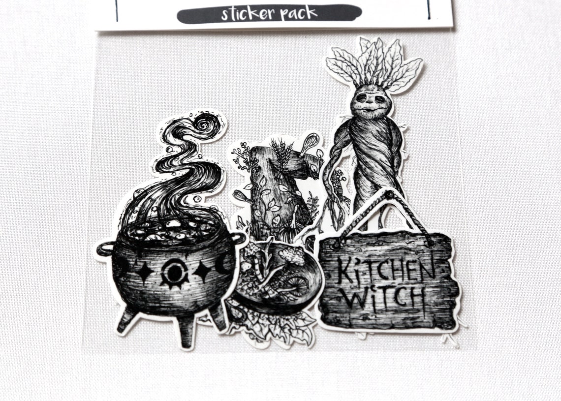 Kitchen Witch Stickers Witchy Sticker Pack Gothic Spooky | Etsy