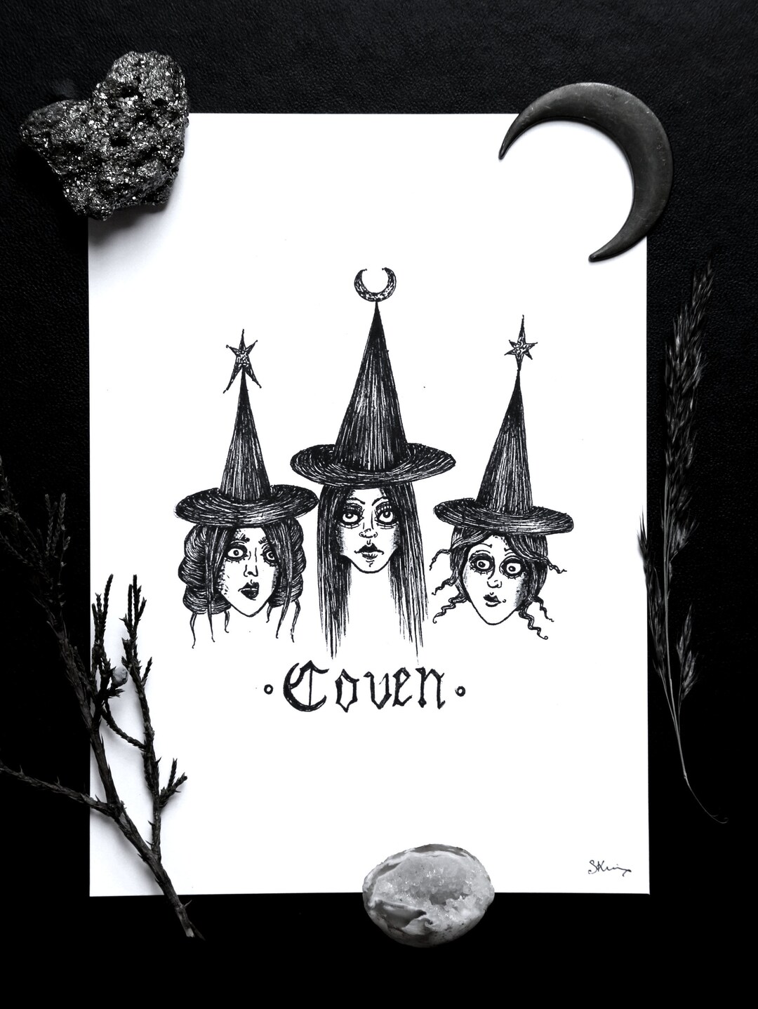 Coven Art Print - Spooky Wall Decor - Witchy Art - Gothic Style Art ...