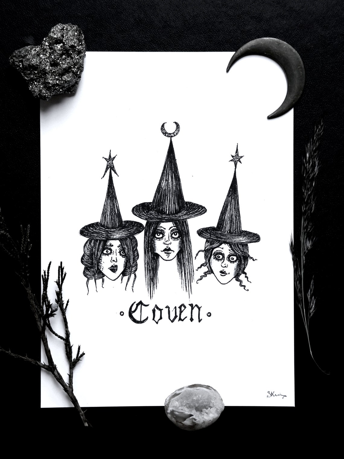 Coven Art Print - Spooky Wall Decor - Witchy Art - Gothic Style Art ...