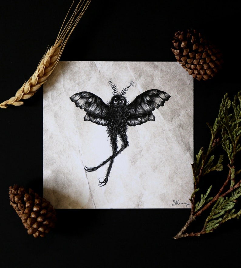 Mothman Print Cryptid Art Mothman Art West Virginia - Etsy
