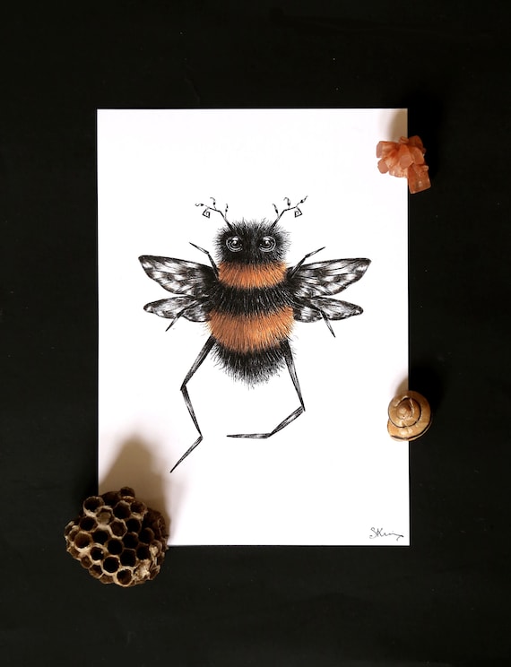 Bumble Bee Print Insect Decor Bee Art Surreal Art Nature - Etsy