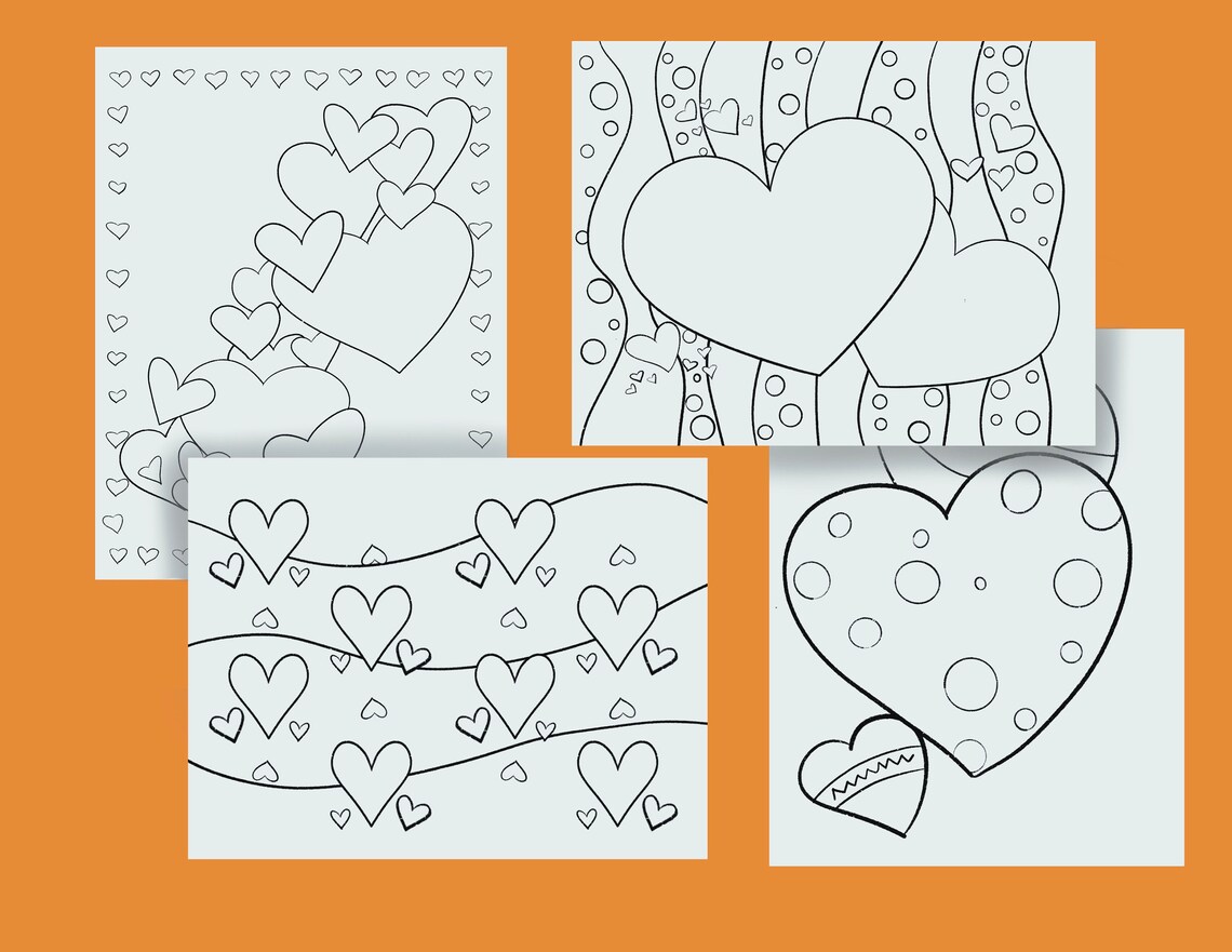 Heart Coloring Pages, 8 Hearts, Coloring Hearts, Printable Coloring ...