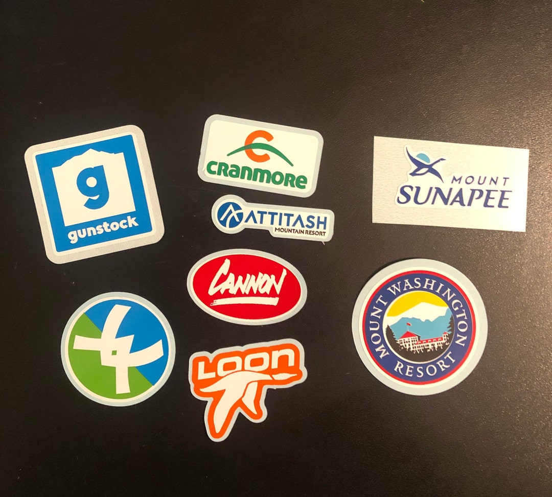 HELMET SIZE 1.5” New Hampshire Ski Resort Decals Stickers for Helmet ...