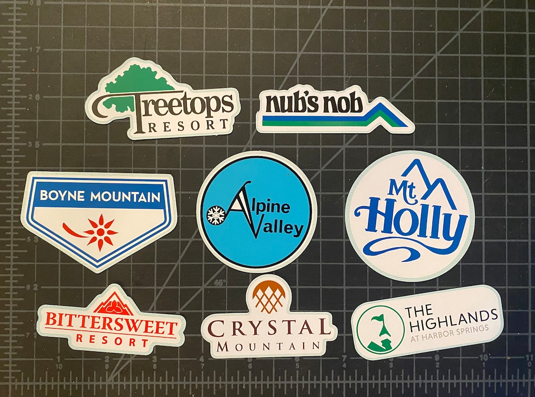 MICHIGAN LOWER PENINSULA Ski Resort Decals Stickers for Water Bottle ...