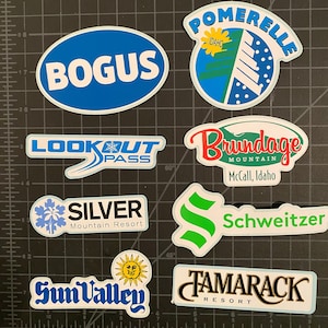 IDAHO Ski Resort Decals, Stickers, Sun Valley, Bogus, Lookout, Tamarack ...