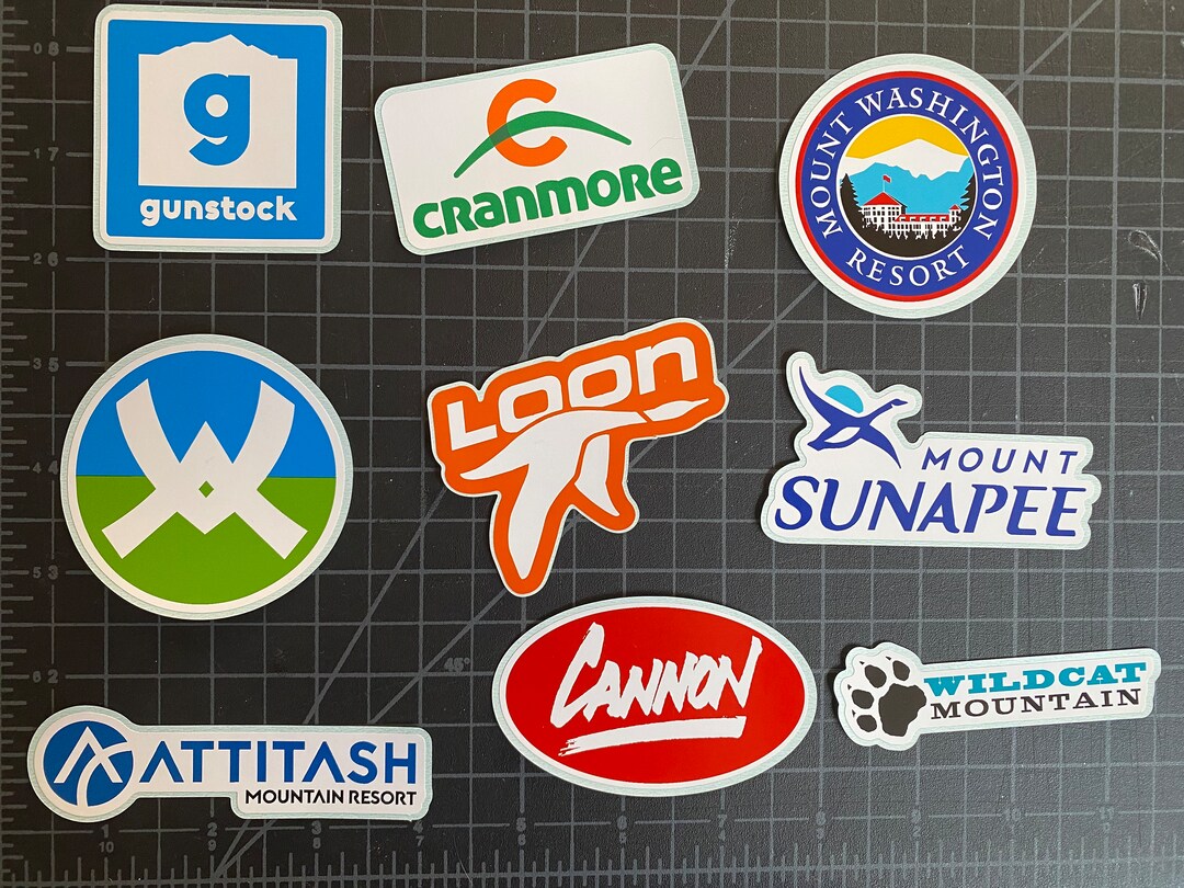 New Hampshire Ski Resort Decals, Stickers for Water Bottle, Helmet, Car ...