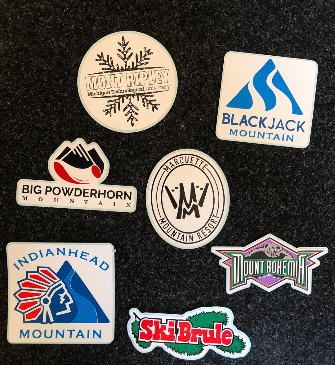 MICHIGAN UPPER PENINSULA Ski Resort Decals Stickers for Water Bottle ...