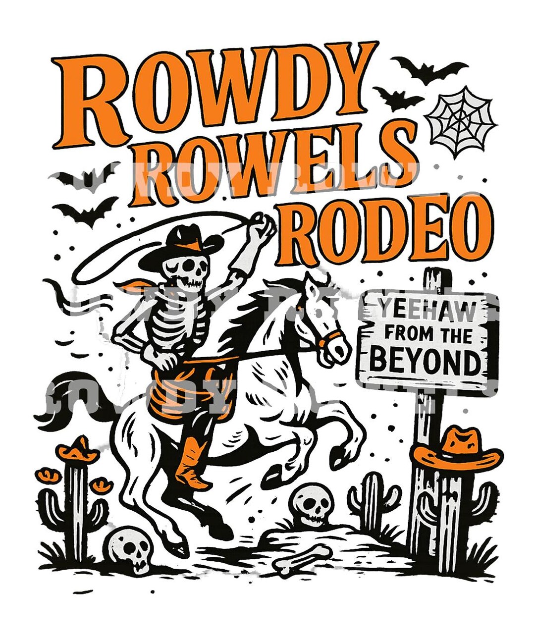 Rowdy Rowels Rodeo PNG | Spooky Western Skeleton Cowboy Halloween ...
