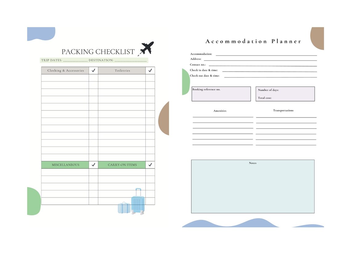 Travel Itinerary Planner Template PDF and Canva Printable Download ...
