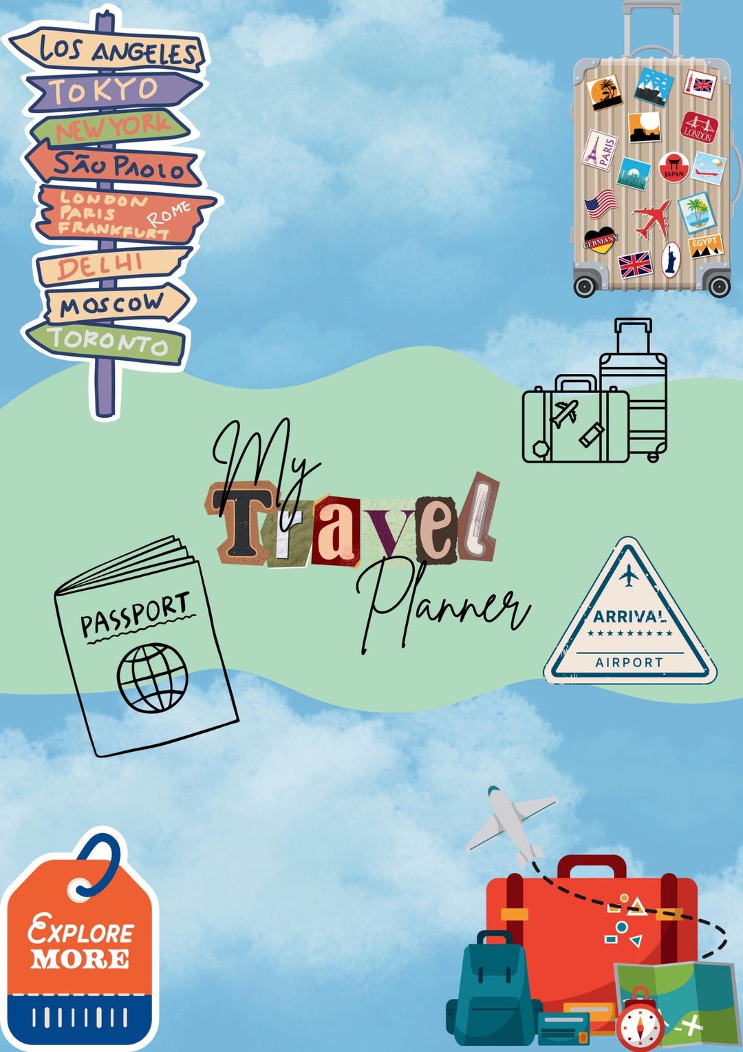 Travel Itinerary Planner Template PDF and Canva Printable Download ...