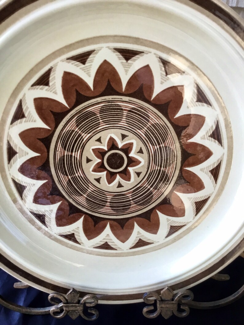 Vintage Royal China USA Aztec Patternomegastone Platesset - Etsy