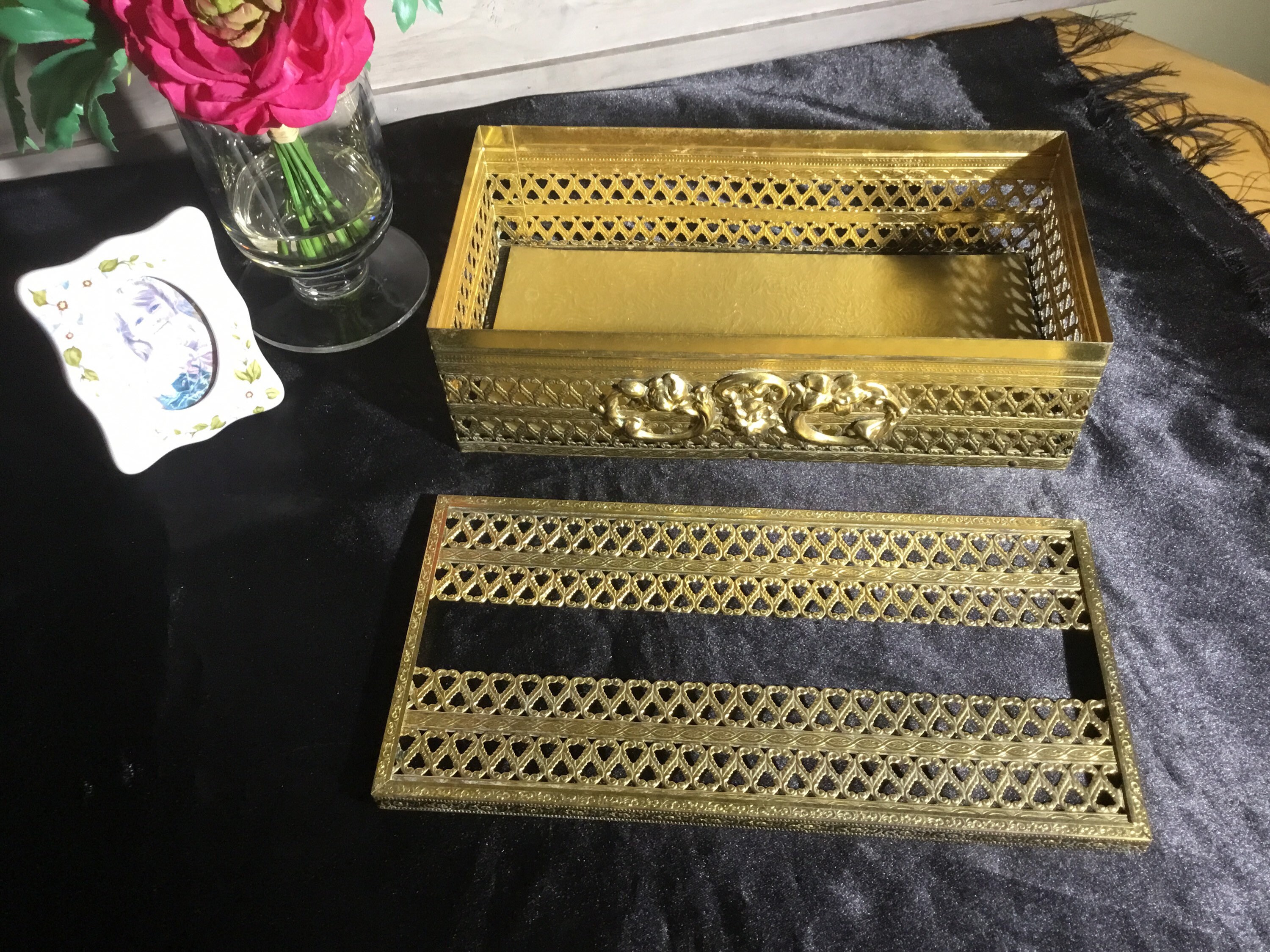 Vtg. Gold Tissue Boxgold Tissue Metal Tissue Holder - Etsy