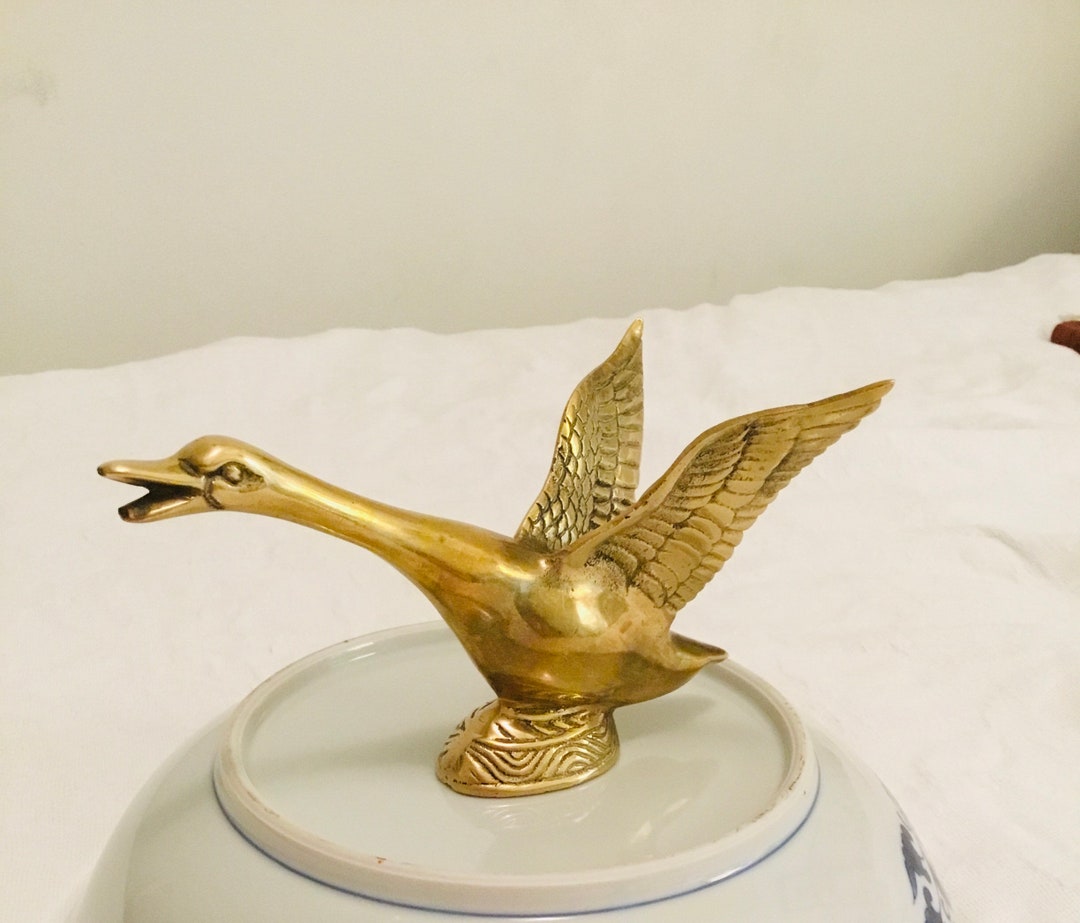 Vintage Brass Goose Swan Flying Vintage Brass Sculpture - Etsy