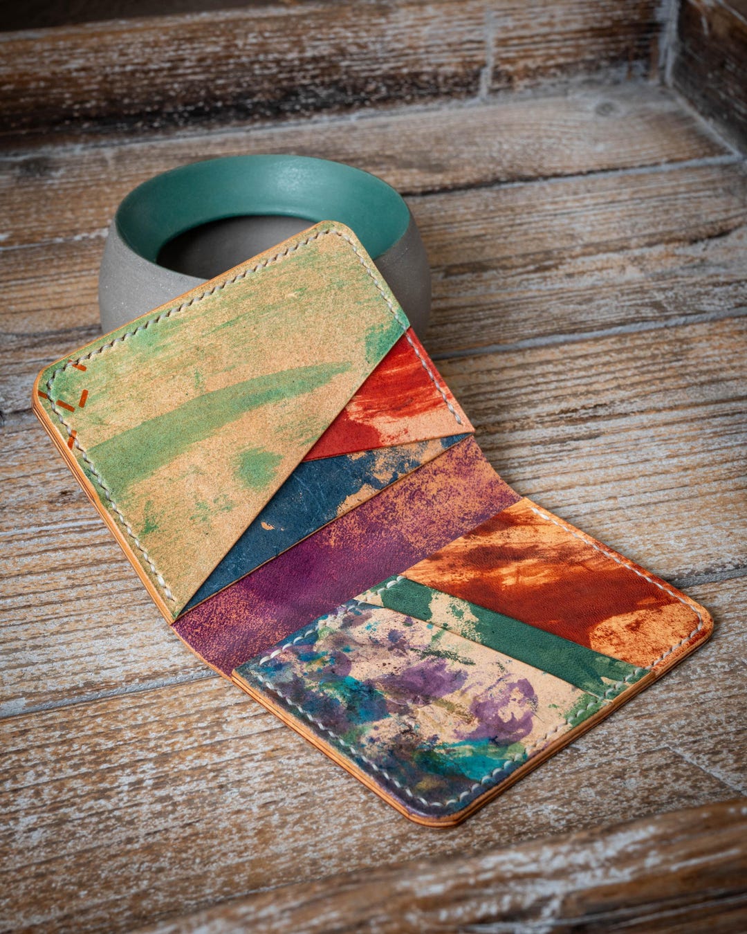 Alleni Bifold - "rocado Reversed Rainbow" - Handmade Minimalist Leather ...