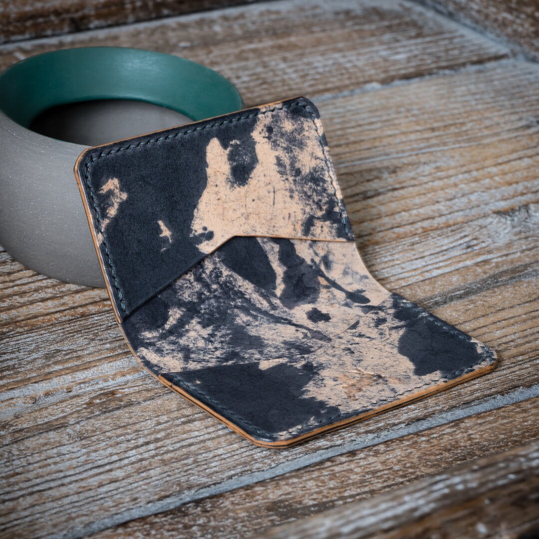 Fagani Card Wallet - Marbled Black Rocado Shell Cordovan - Handmade ...