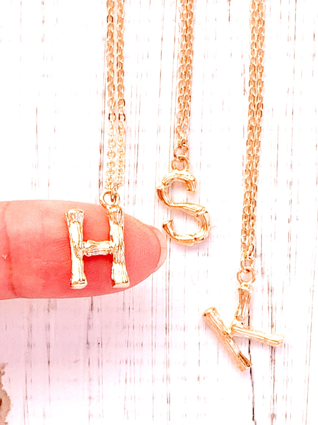 Initial Necklace Alphabet Letter Pendant Necklace in 24k Gold Tone ...