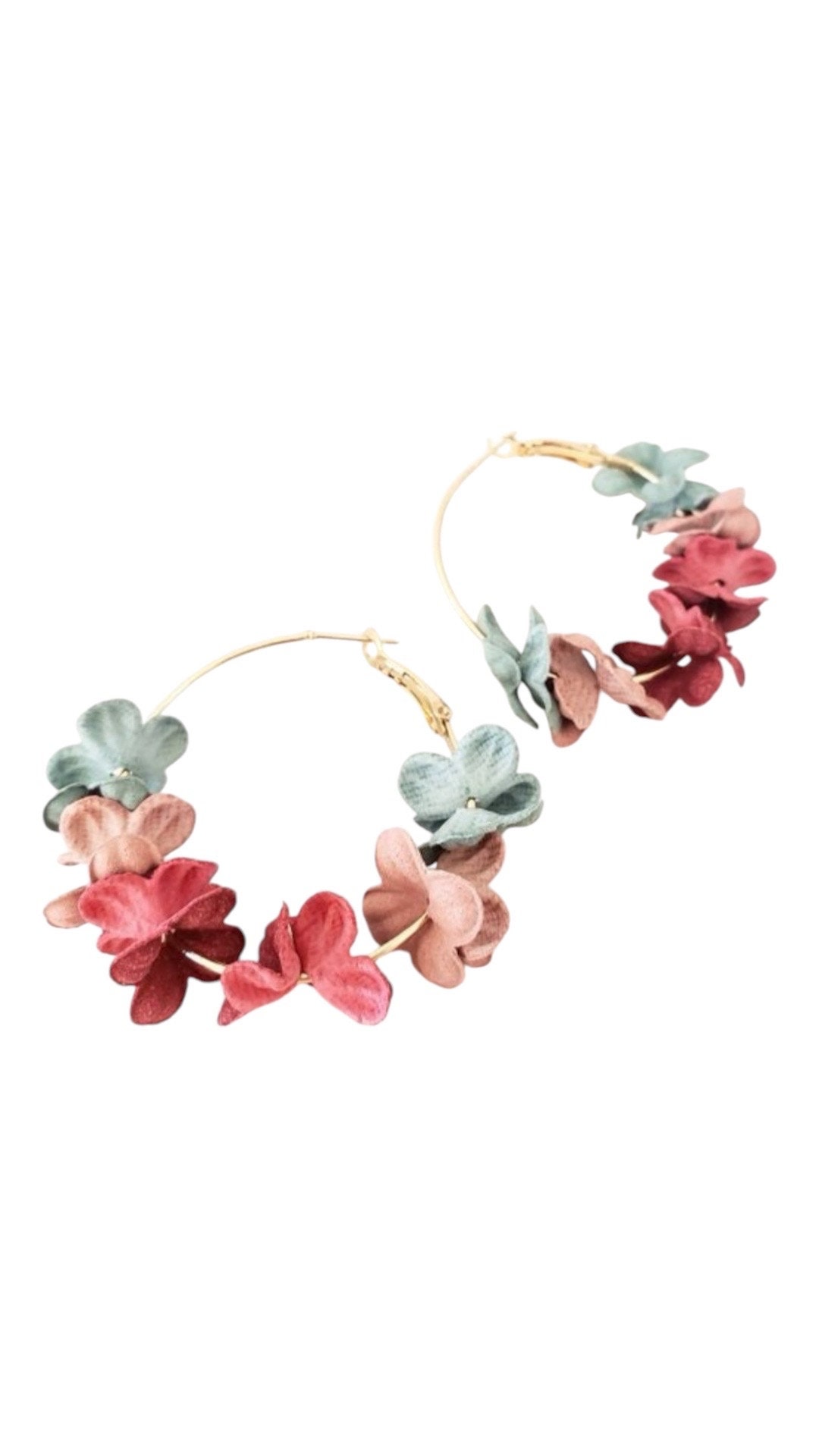 Flower Earrings, Spring Flowers Hoop Earring, Artisan Earrings, Large ...