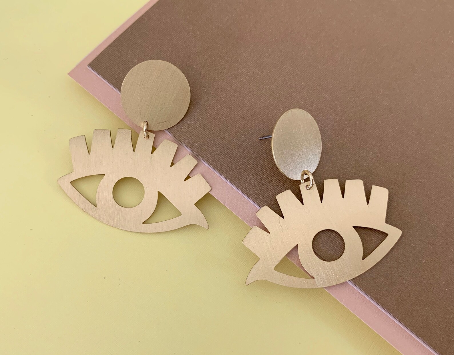 Evil Eye Earrings,inspirational,statement, Evil Eye Jewelry, Raw Brass ...