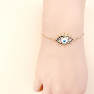 Gold EYE Bracelet, Gold Copper Inlay Zircon Eye Bracelet, LUCKY ...