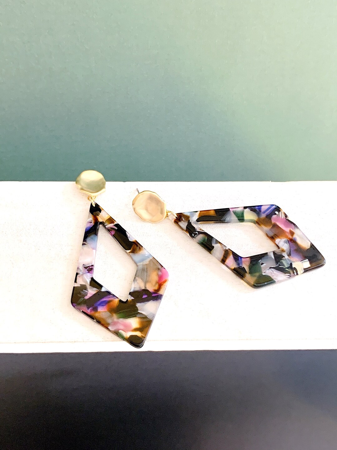 Geometric Statement Drop Earrings: Lightweight Tropical Jewelry - Etsy