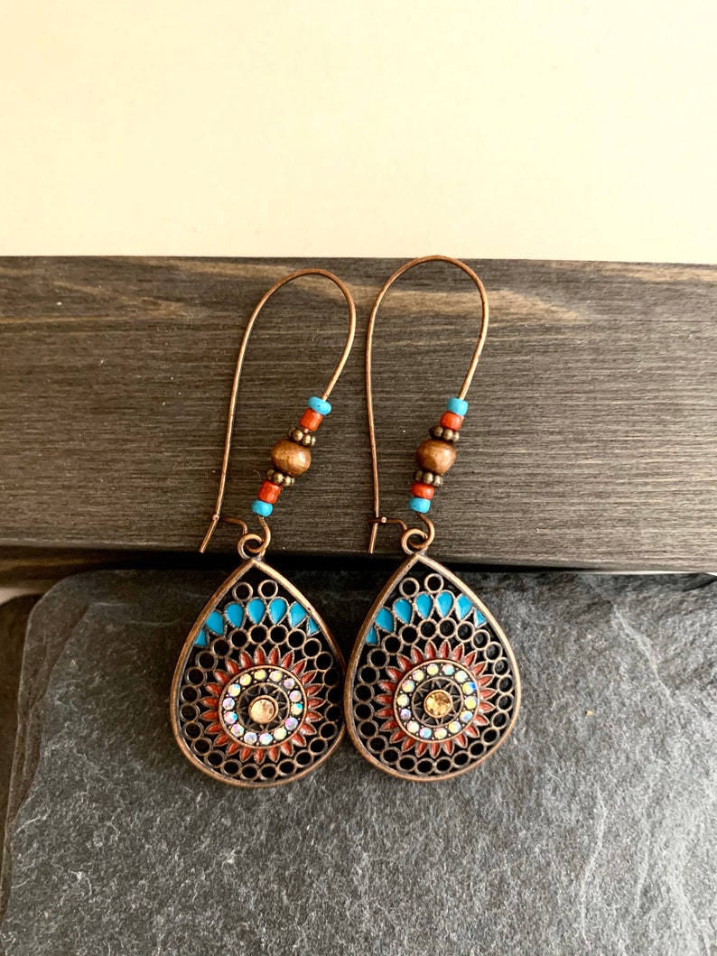 Vintage Boho Earrings, India Ethnic Water Drip Earrings, Hanging ...