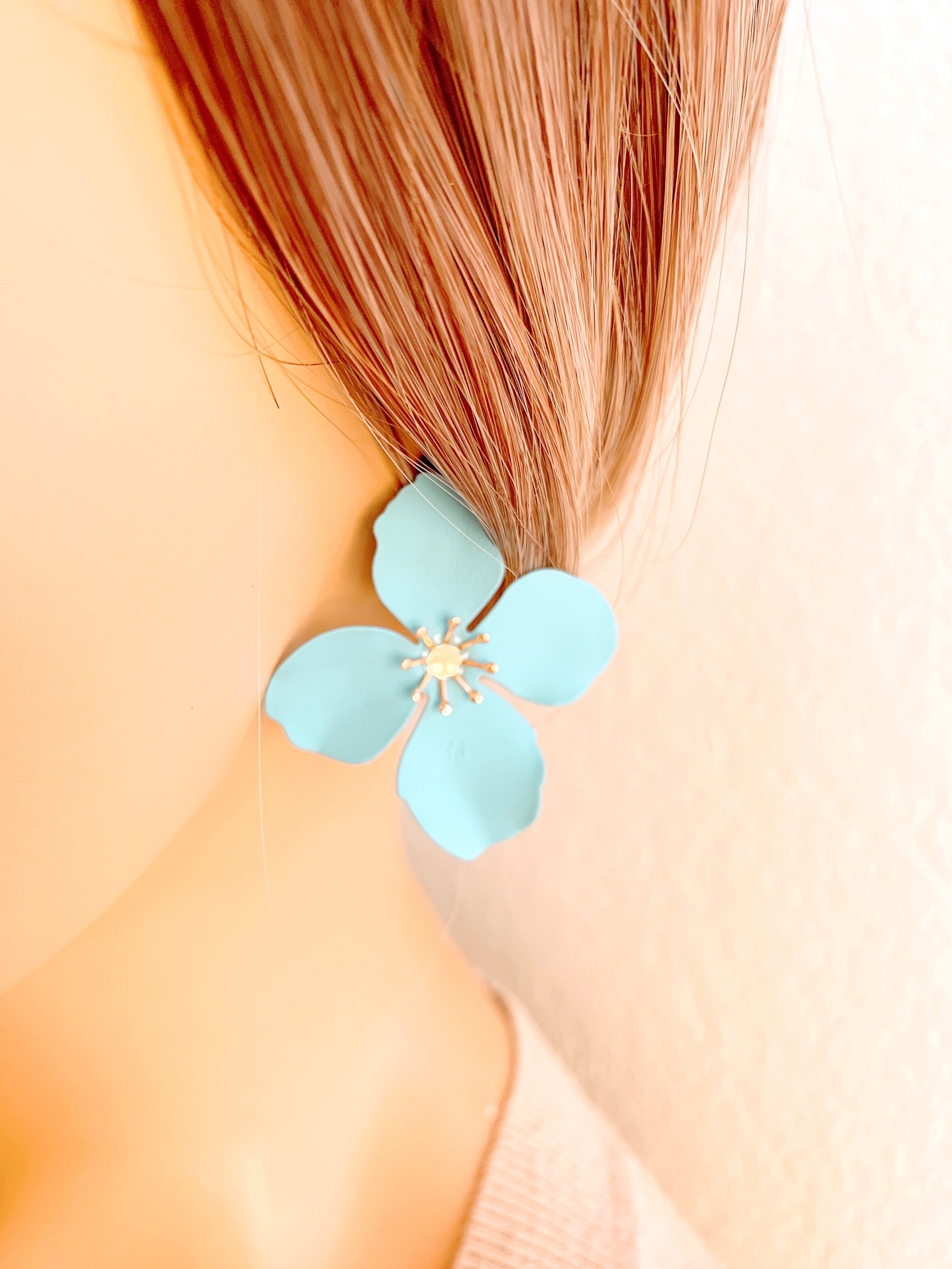 Flower Earrings Floral Earrings Spring Color Earrings - Etsy
