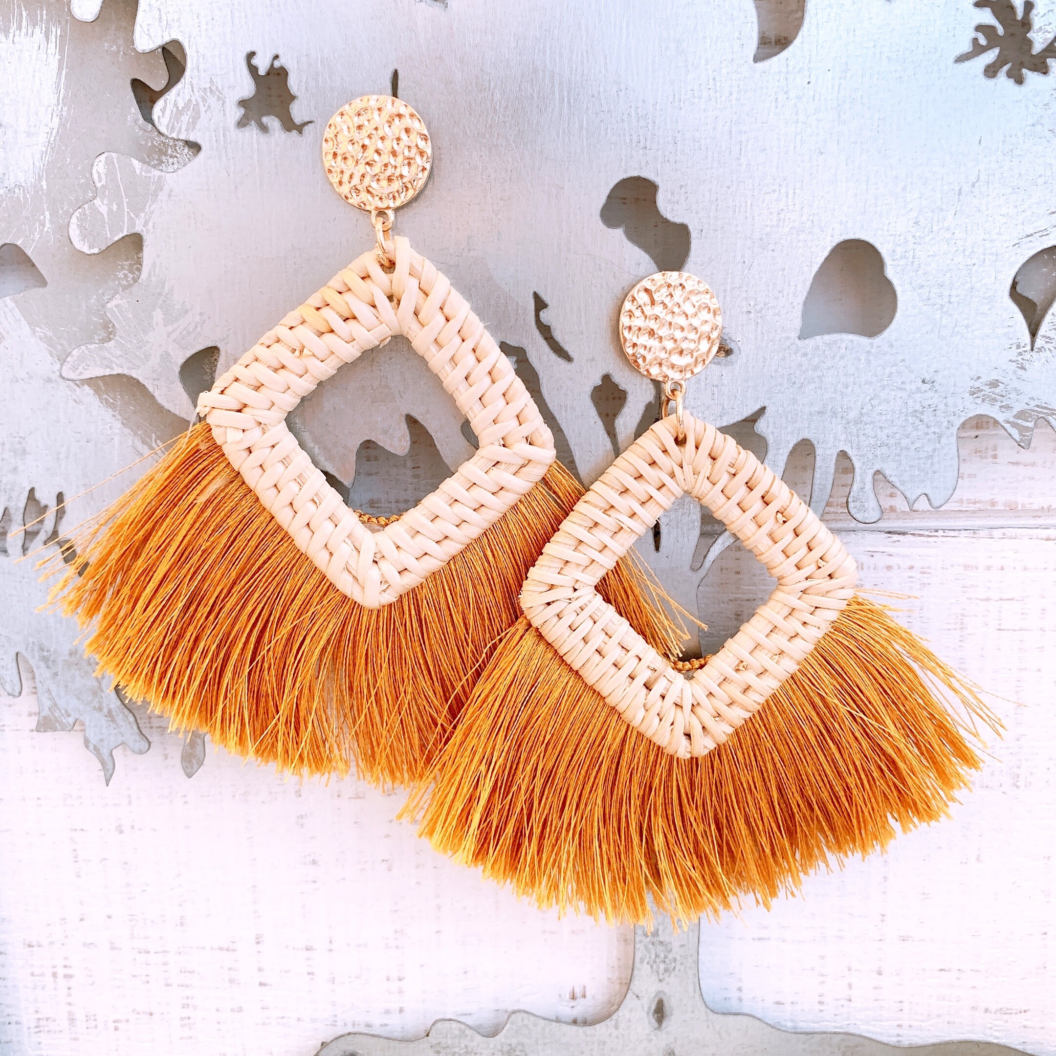 Woven Straw Tassel Earrings: Boho Statement Dangles - Etsy