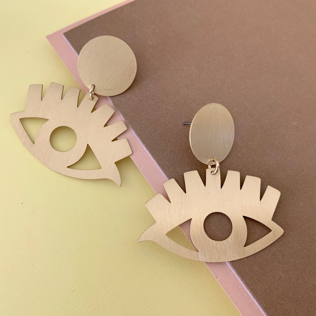 Evil Eye Earrings,inspirational,statement, Evil Eye Jewelry, Raw Brass ...