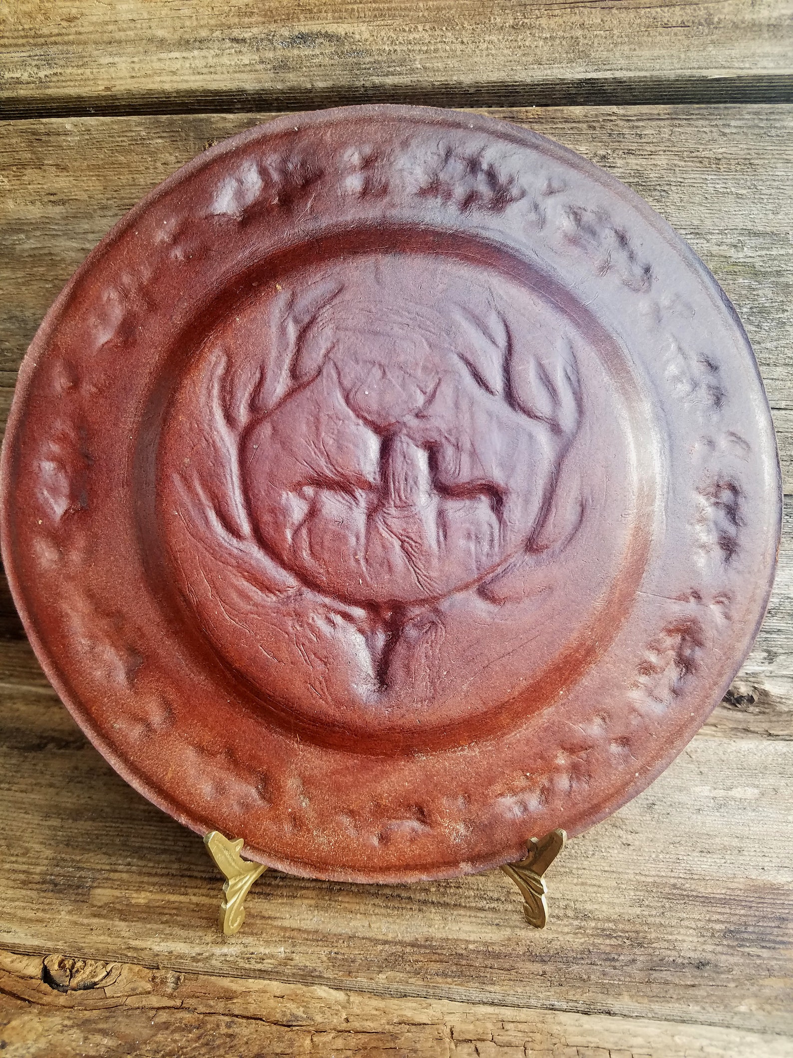 Elk Leather Relief Plate Embossed Elk Scene One of A Kind | Etsy